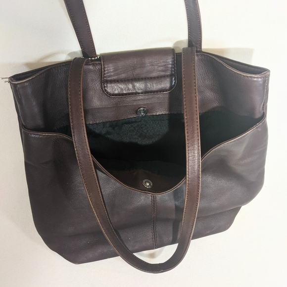 J. Jill | Bags | Vintage Jjill Soft Brown Leather Bucket Tote Double ...
